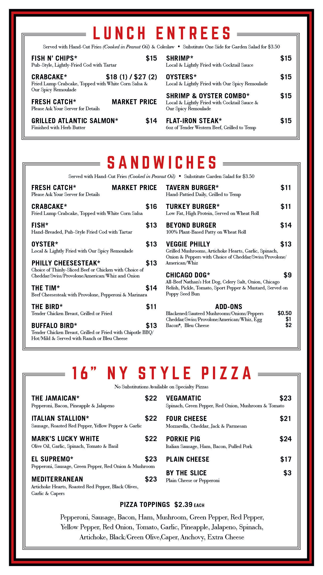 Menus | Lucky12Tavern.com