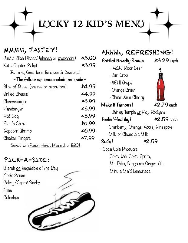 Menus | Lucky12Tavern.com